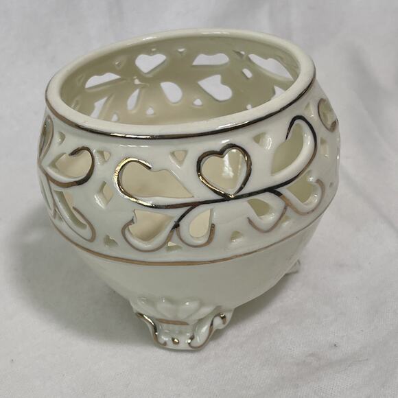Unbranded | Accents | Porcelain Tea Light Holder Cream And Gold Gilding ...